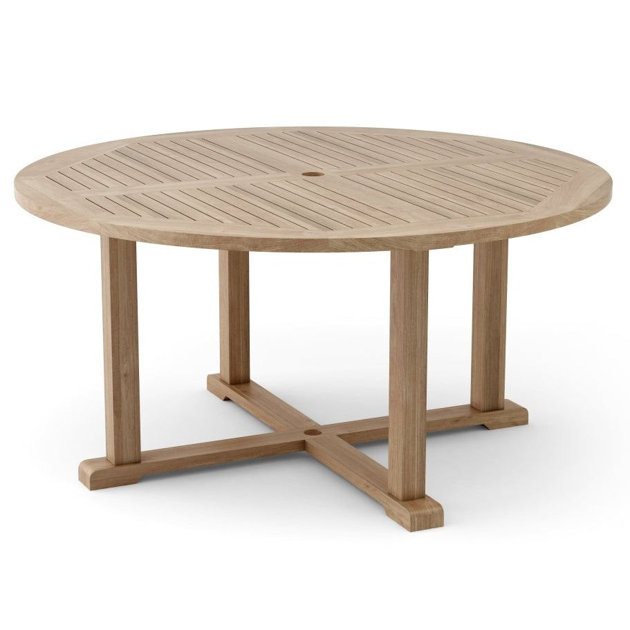 Large Round Teak Outdoor Dining Table - 20% Off + Free S/H