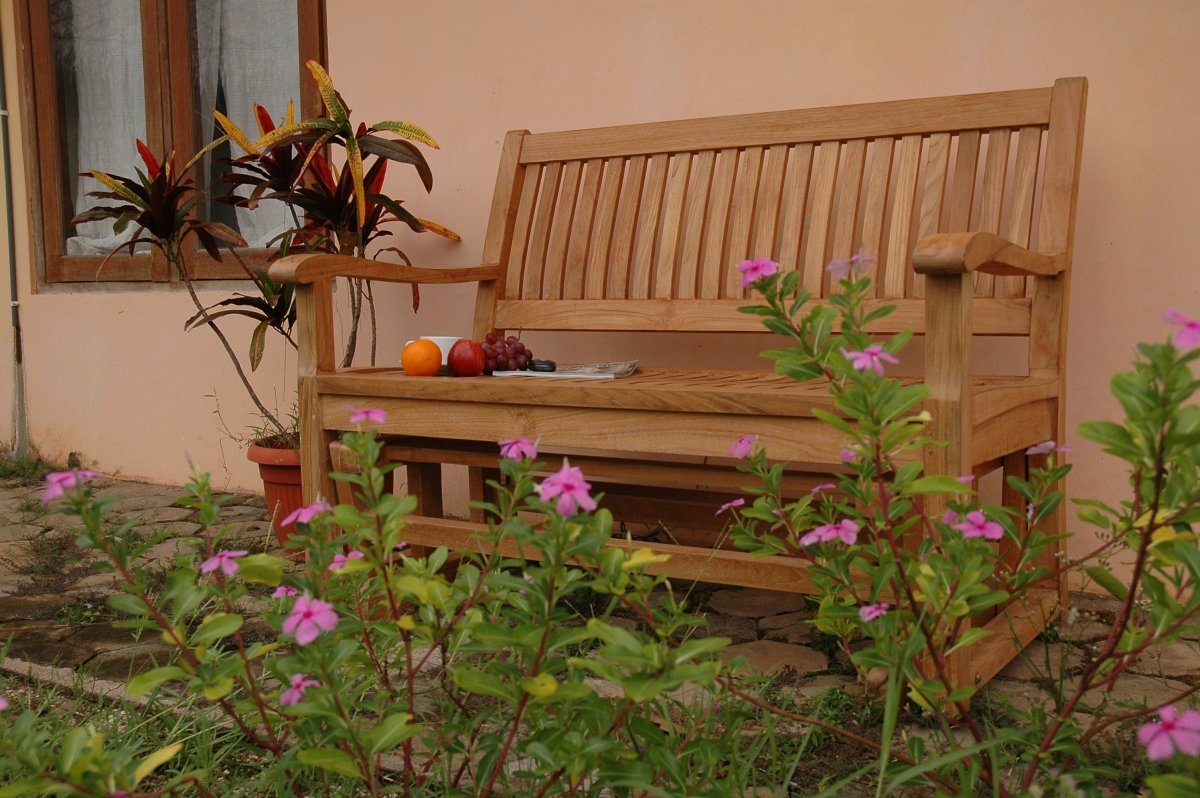 Teak Glider Bench - 20% Off + Free Shipping